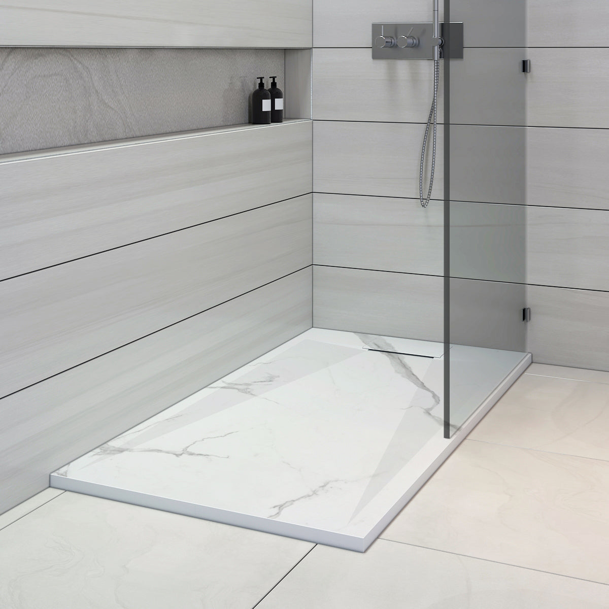 Sahara 60x32 SMC Shower Base White Marble – Bain Signature